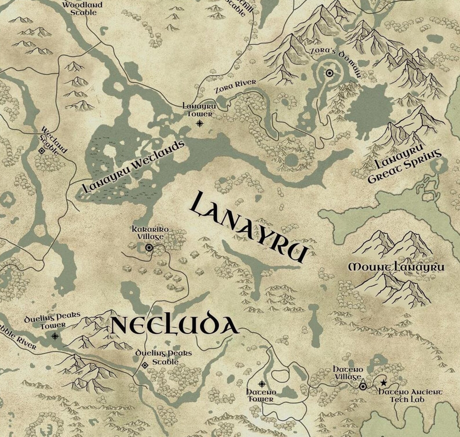 The Legend of Zelda Map Poster Print, Hyrule Wall Art, Rolled Canvas ...