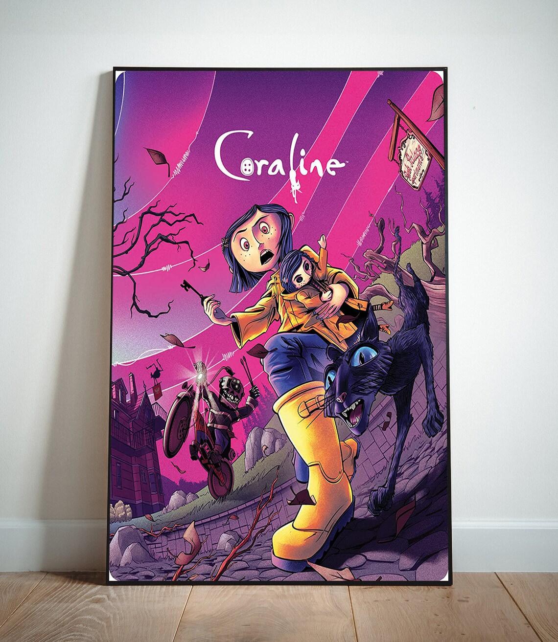 Coraline Poster Print, Neil Gaiman Wall Art, Rolled Canvas Print, Wall ...