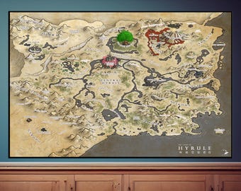 Illustrated Hyrule Map the Legend of Zelda - Etsy