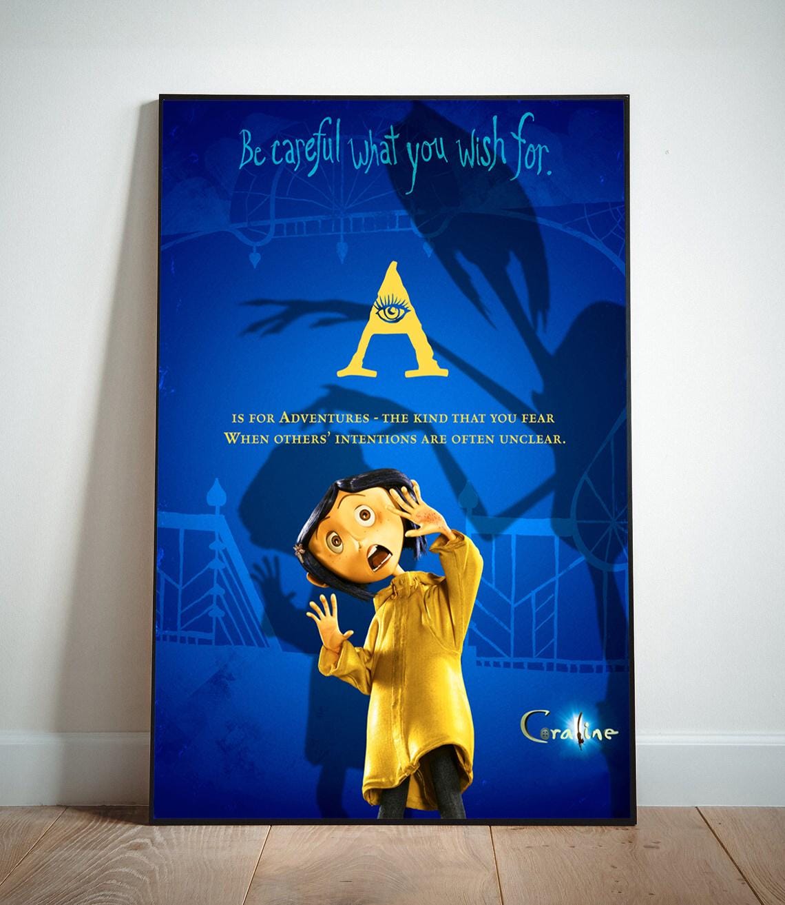 Coraline Poster Print, Neil Gaiman Wall Art, Rolled Canvas Print, Wall ...