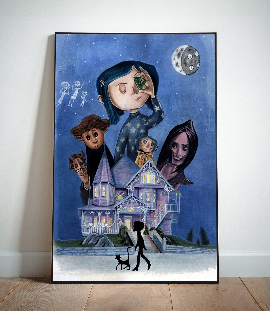 Coraline Poster Print, Neil Gaiman Wall Art, Rolled Canvas Print, Wall ...