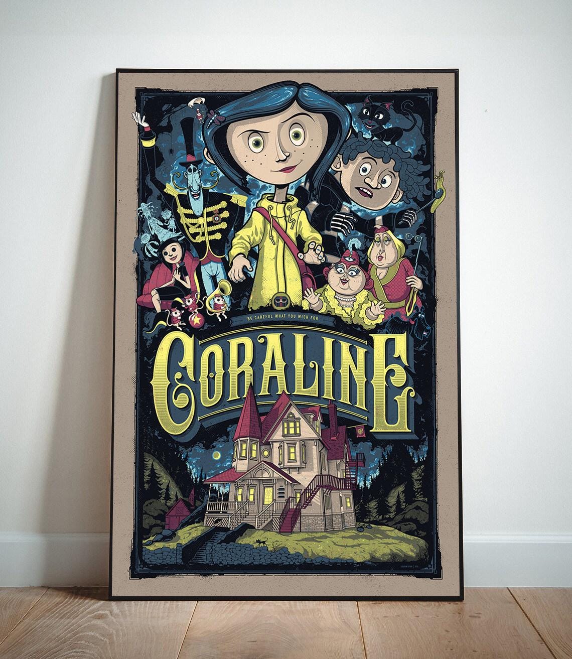 Coraline Poster Print, Neil Gaiman Wall Art, Rolled Canvas Print, Wall ...
