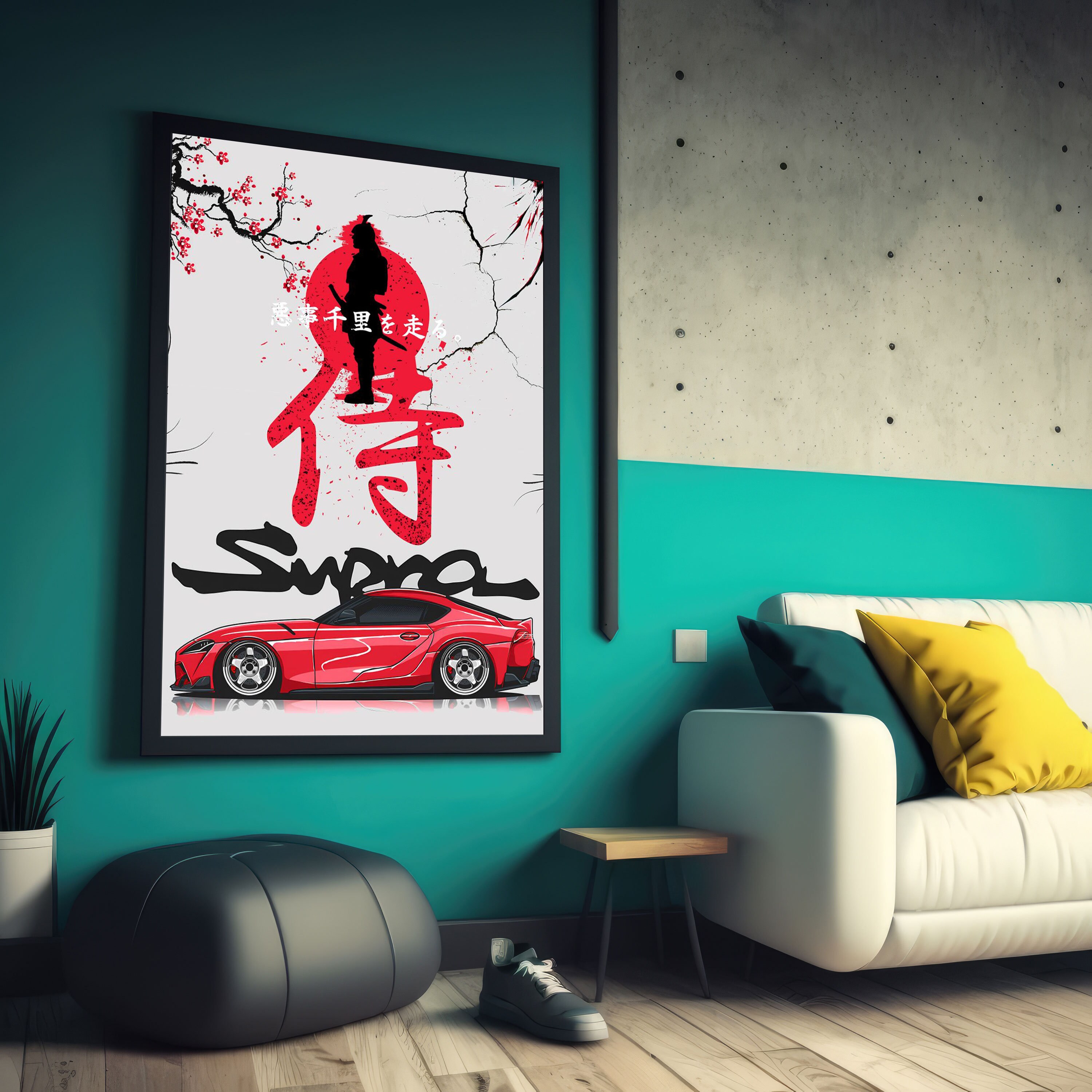 Toyota Supra Poster, Sports Car Wall Art, Car Wall Decor, Rolled Canvas ...
