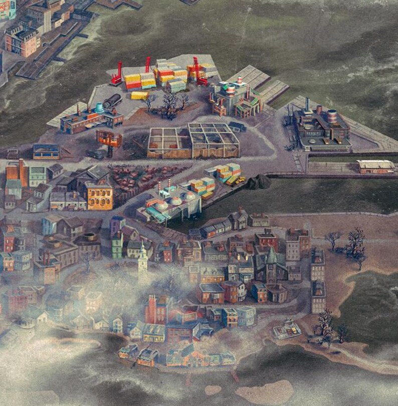 Fallout Nuka World Map Poster Print, Nuka Town Wall Art, Rolled Canvas ...