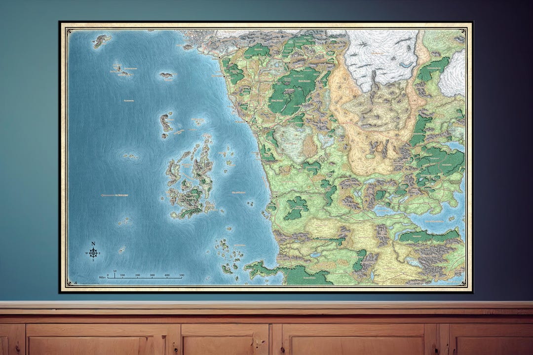 Dungeons and Dragons Faerun Map Poster Print, Forgotten Realms Wall Art ...