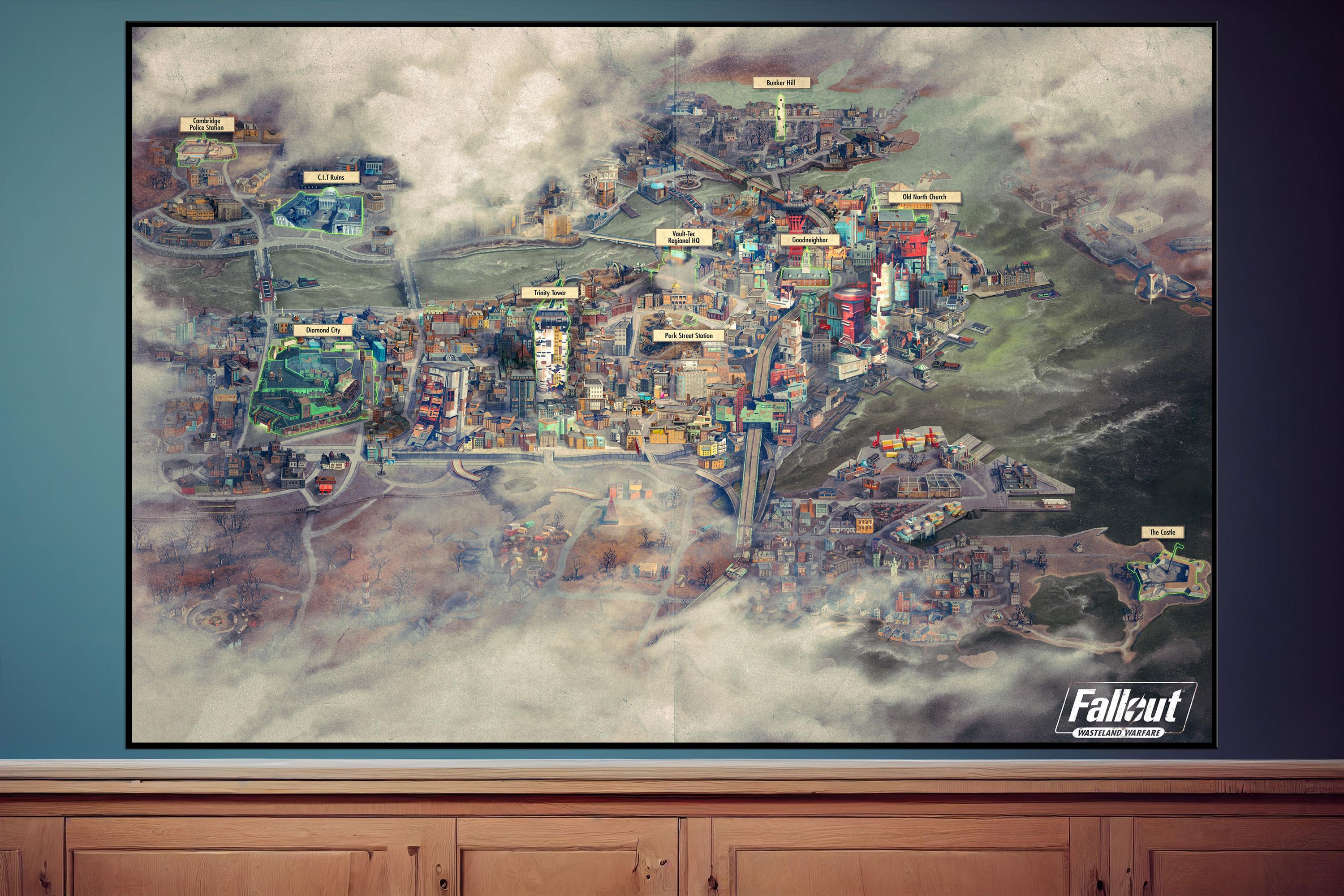 Fallout Nuka World Map Poster Print, Nuka Town Wall Art, Rolled Canvas ...