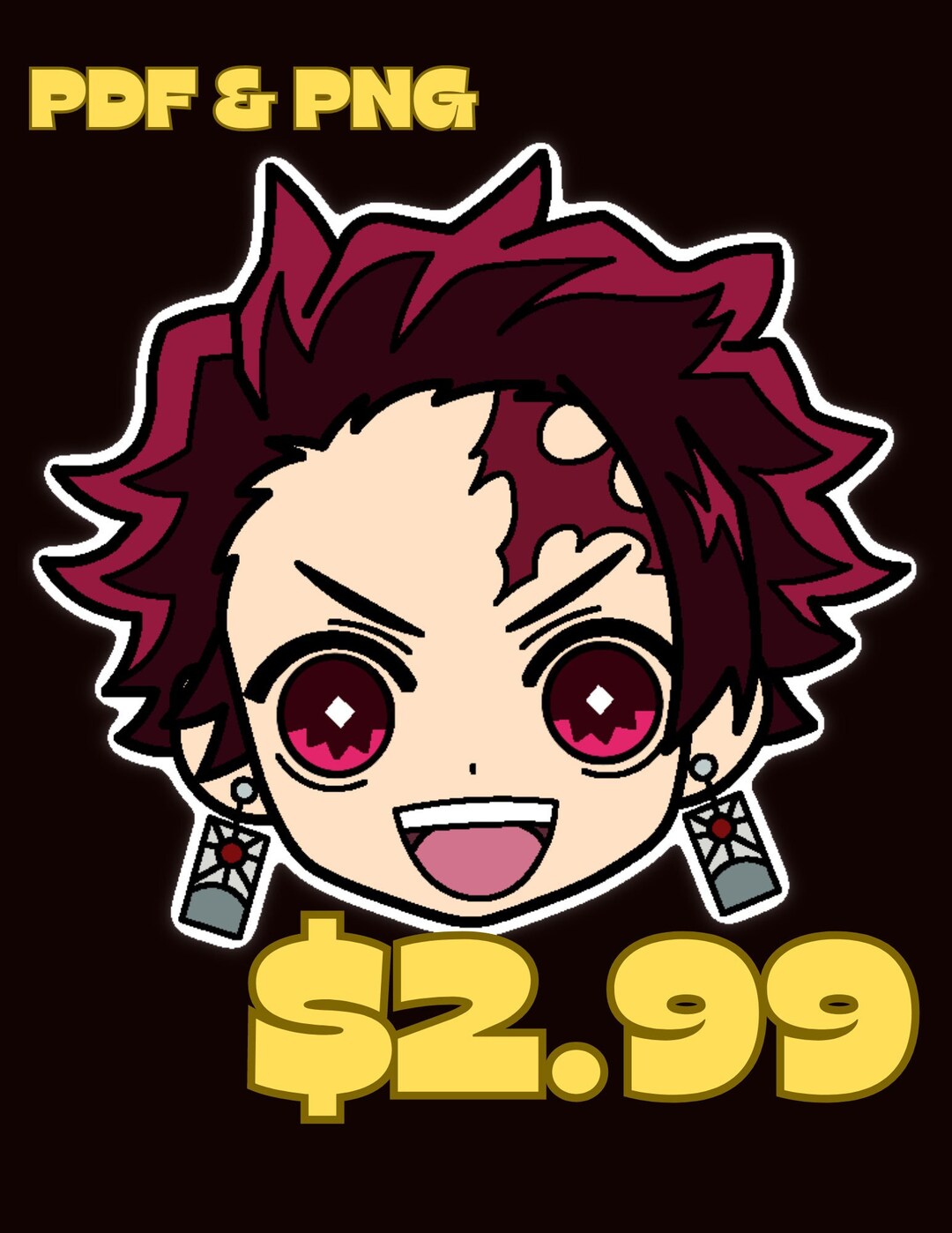 Cute Tanjiro Sticker Outline - Etsy