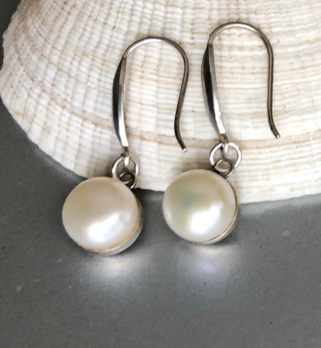 Simple Pearl Earrings, Real Pearl Earrings Sterling Silver, Freshwater ...