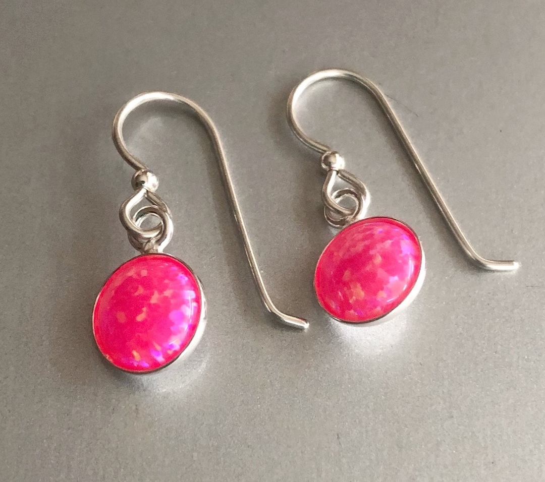 Hot Pink Opal Earrings, Opal Earrings Dangle, Bridal Opal Earrings ...