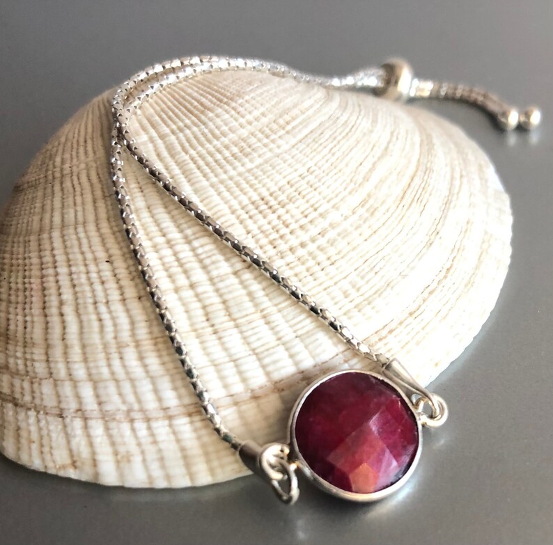 Genuine Ruby Bracelet Sterling Silver, Bolo Bracelet for Women, Solid ...