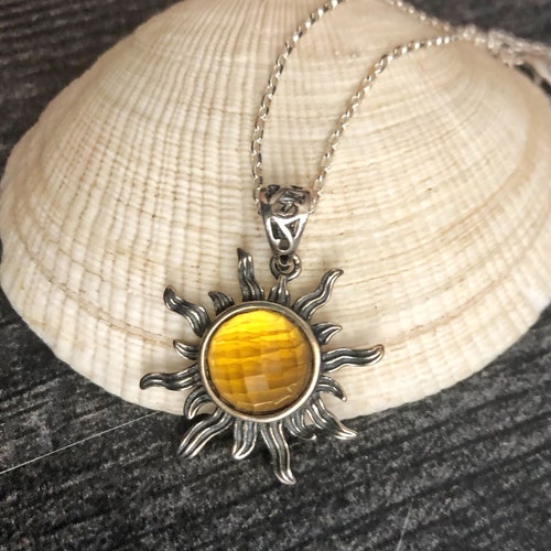 Sterling Silver Spikey Sun Pendant - Etsy