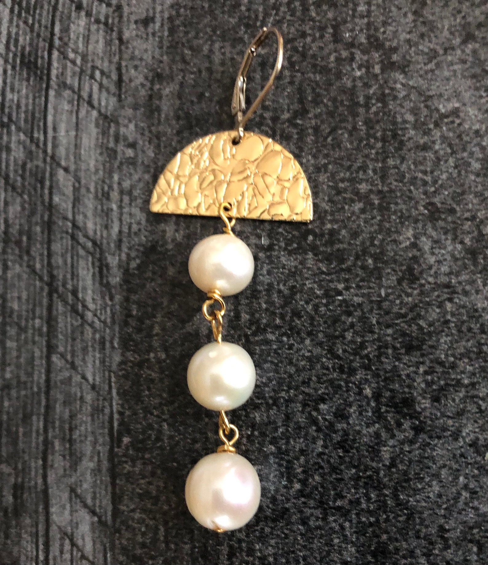 Pearl Drop Earrings Long, Half Moon Earrings Gold, Real Pearl Modern ...