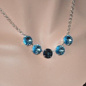 Swarovski Crystal Blue Necklace, 12mm Crystals, Bohemian Jewelry ...