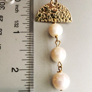 Pearl Drop Earrings Long, Half Moon Earrings Gold, Real Pearl Modern ...