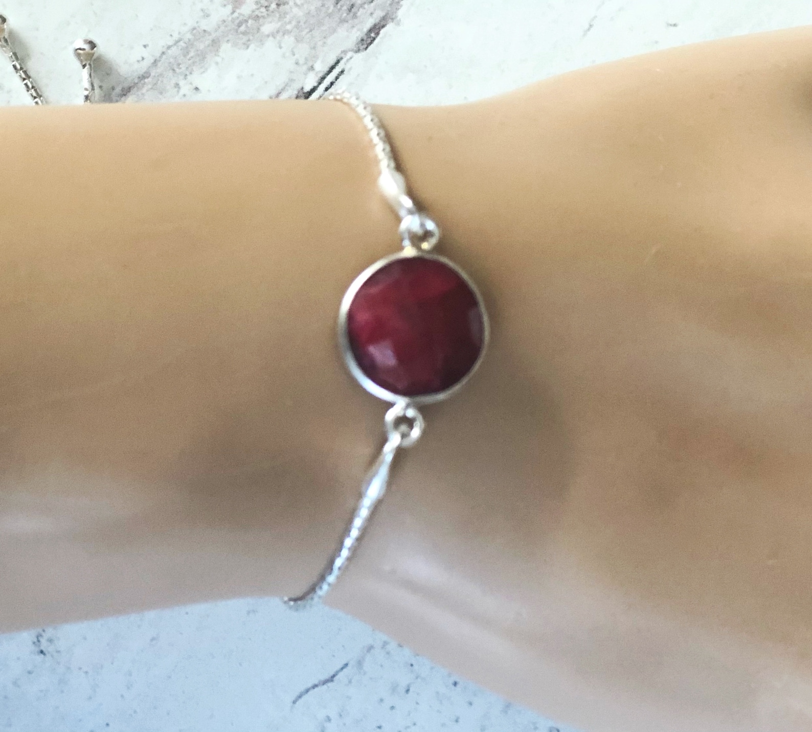 Genuine Ruby Bracelet Sterling Silver, Bolo Bracelet for Women, Solid ...