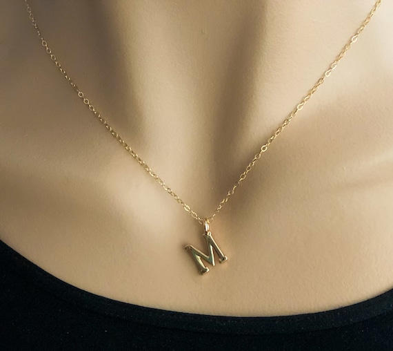 14K Gold Initial Necklace Personalized Name Necklace Dainty - Etsy