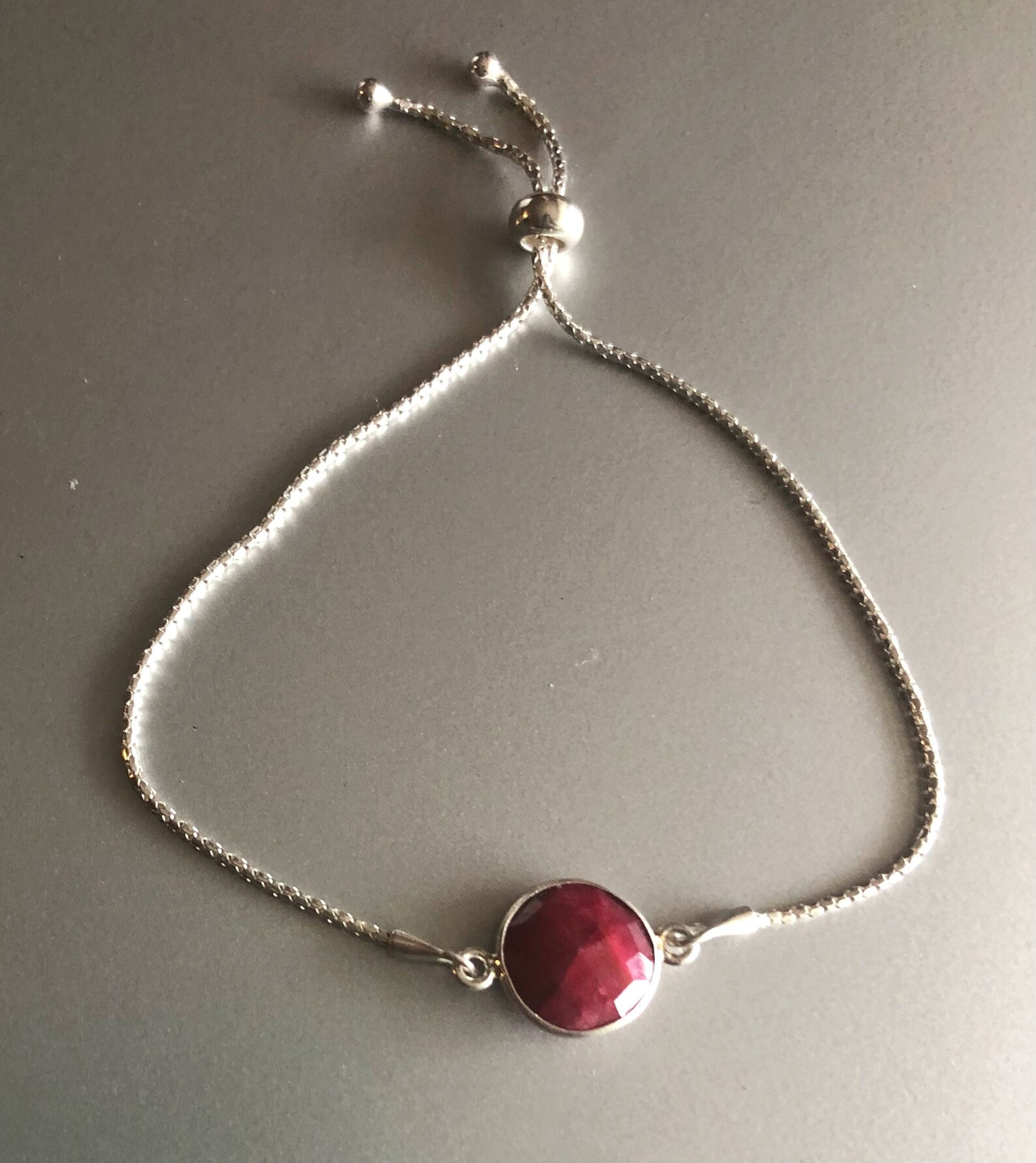 Genuine Ruby Bracelet Sterling Silver, Bolo Bracelet for Women, Solid ...