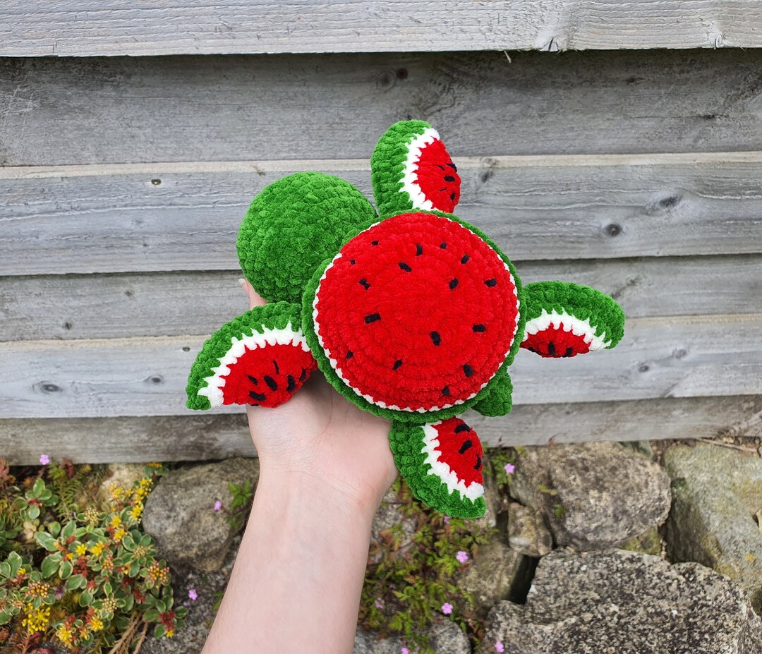 Crochet Watermelon Fruit Turtle, Amigurumi Food, Fruit Turtle Plush Toy ...