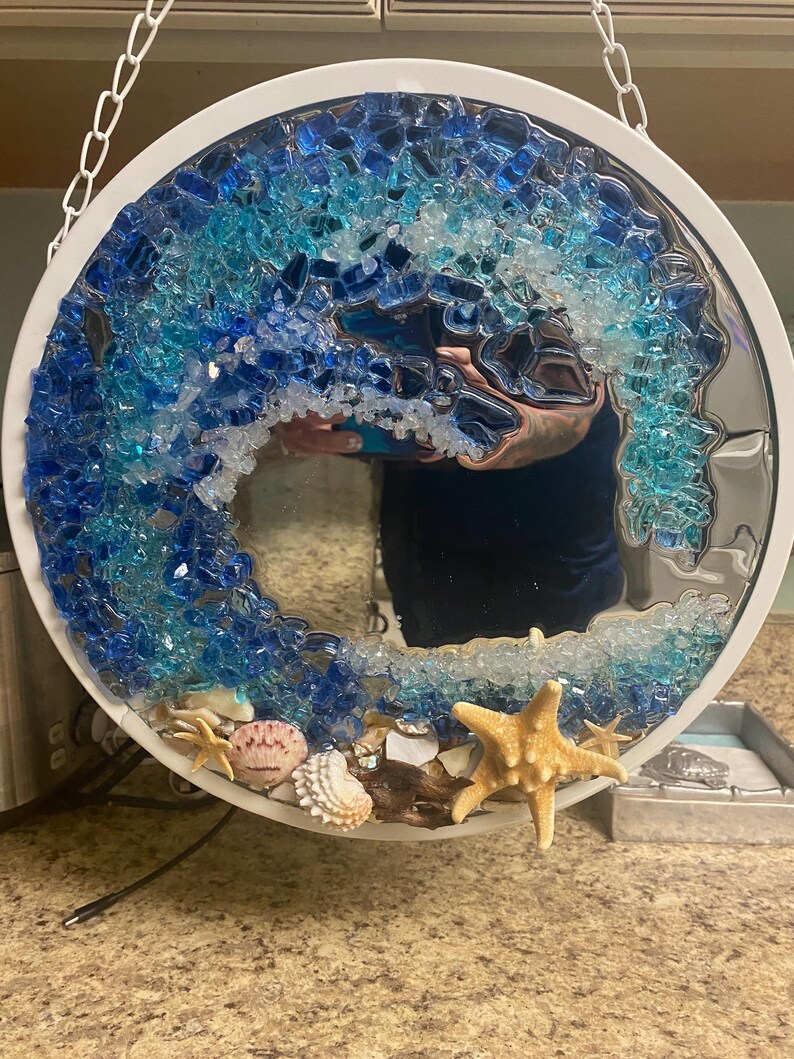 Crushed Glass Wave Mirror - Etsy