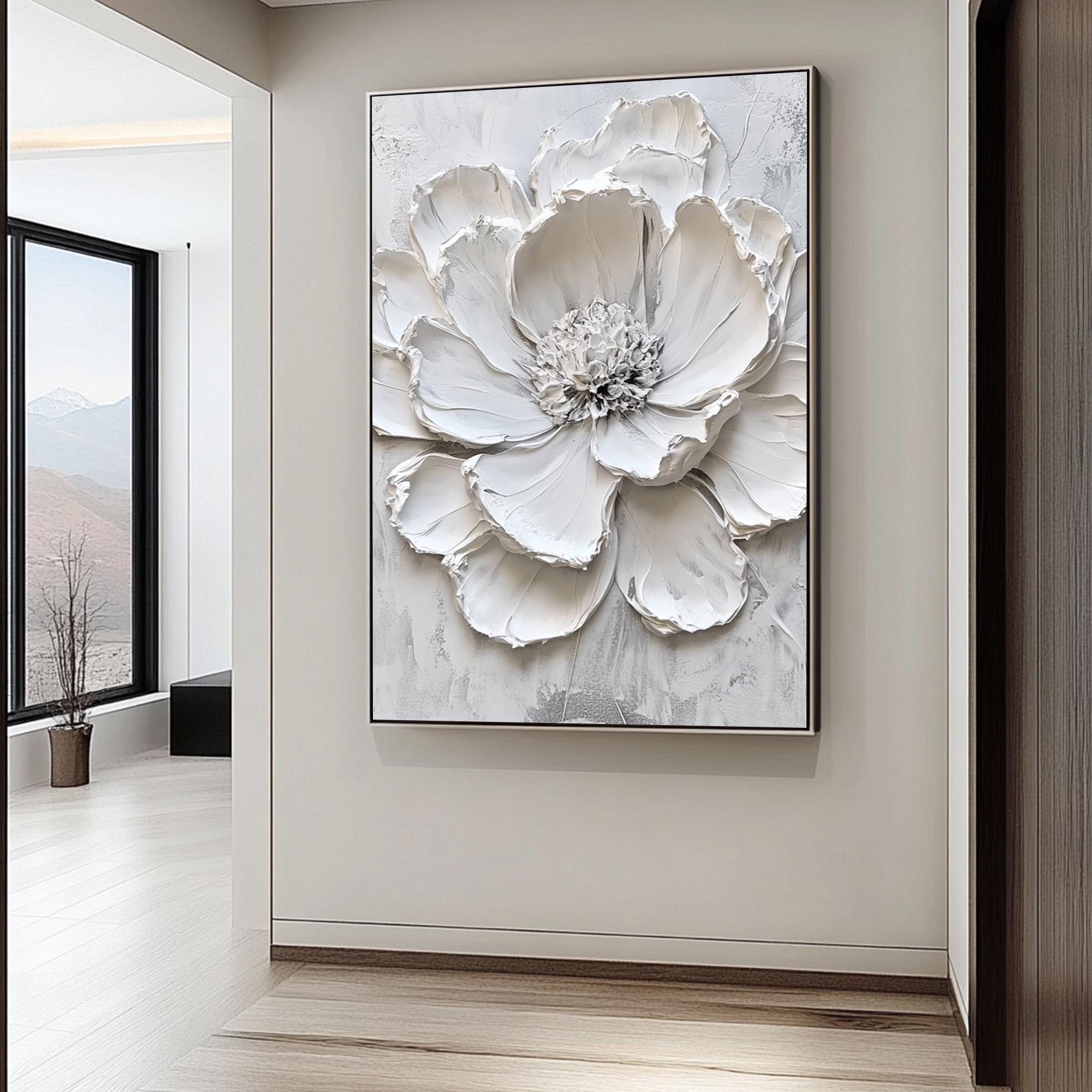 3D White Flower Painting,white Acrylic Painting,heavy Textured Painting ...