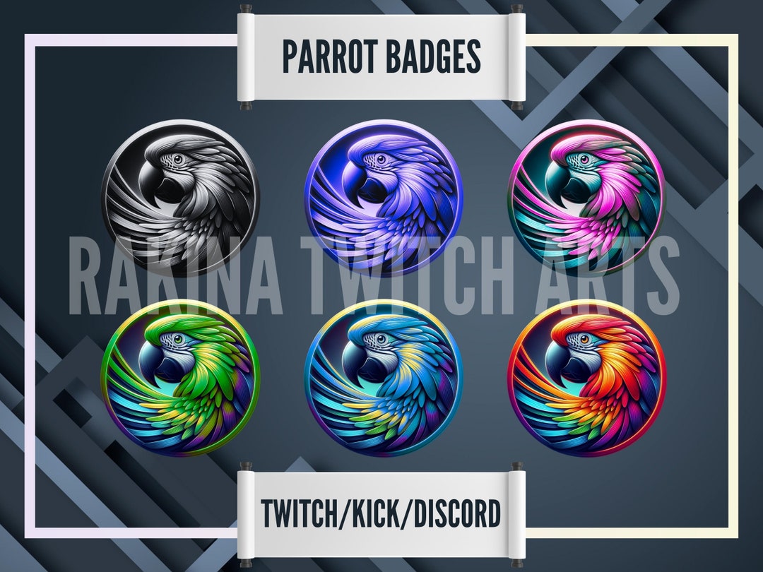 6 Parrot Sub Badges Bit Badges Twitch Badges Bird Badges Animal Badges ...