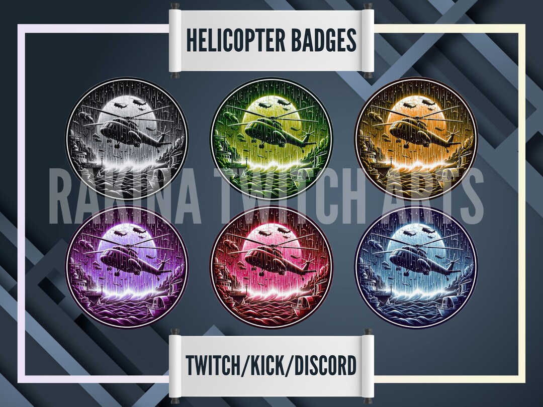 Helicopter Twitch Subscription Badges 6-bit Badges Premade Badges for ...