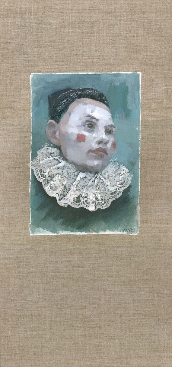 Original Pierrette Pierrot Clown Portrait Painting - Etsy