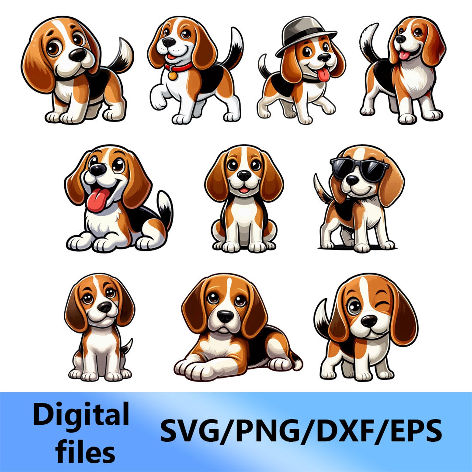 Beagle, Digital Clipart, Svg, Png, Dxf, Eps Files (set 10 Pcs.) - Etsy