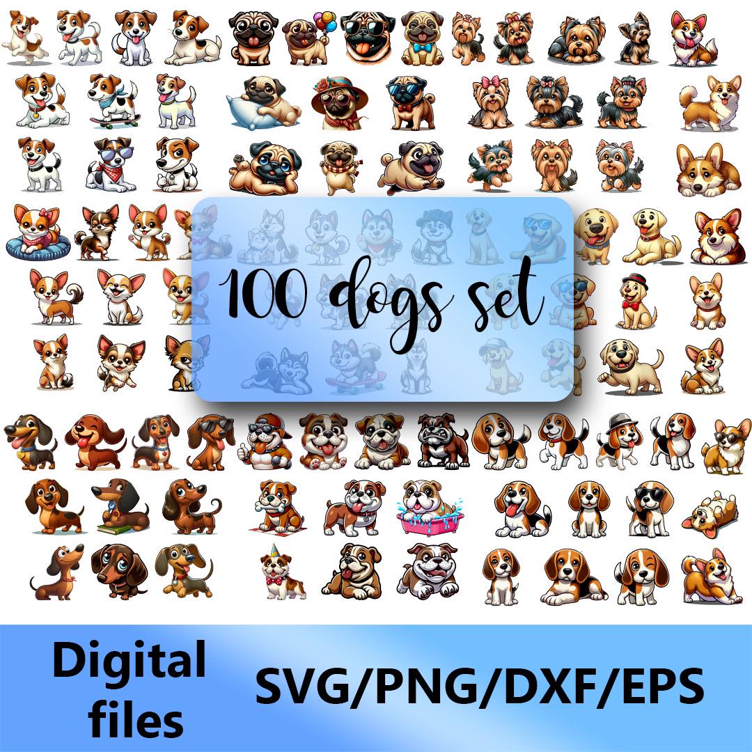 Dogs, Digital Clipart, Svg, Png, Dxf, Eps Files, Set 100 Pcs. - Etsy