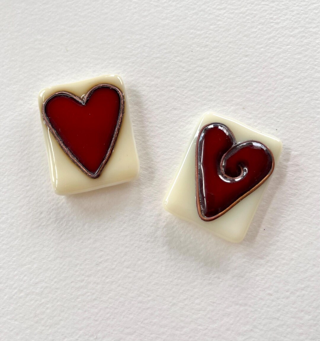 Fused Glass Heart Magnets - Etsy
