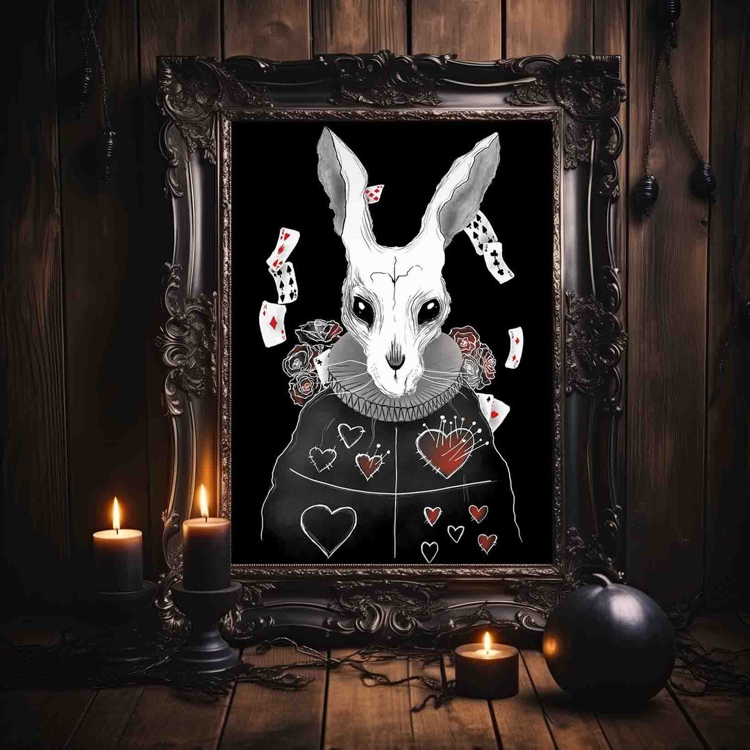 Gothic White Rabbit by Amethyst Wall Art - Etsy