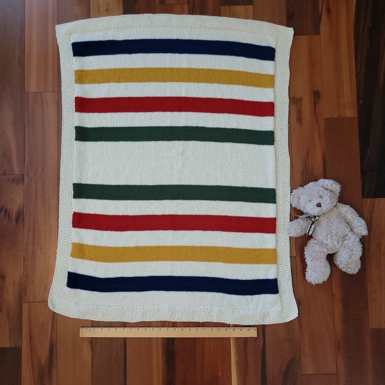 Knit Baby Blanket: Hudson Bay Style, Personalized Nursery Decor - Etsy