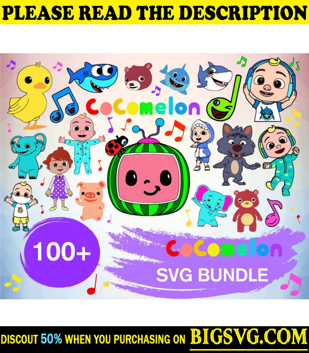 100 COCOMELON SVG BUNDLE, Layered Cartoon Svg,png,pdf, Vector, Sickers ...