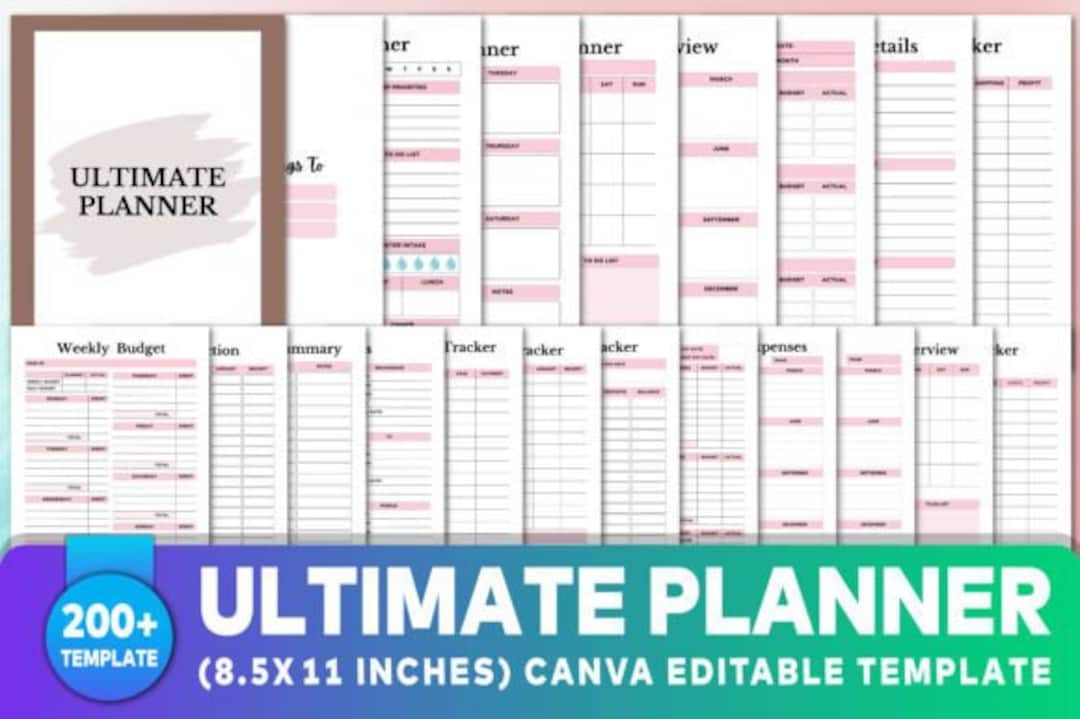 Editable Ultimate Planner Canva Template - Etsy