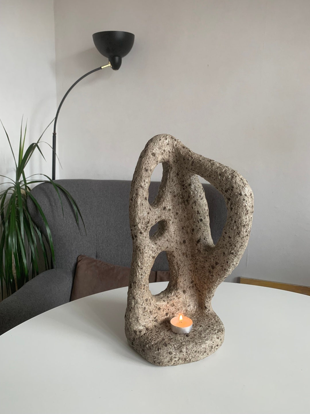 Elegant Natural Stone Candle Holder Handcrafted Art Sculpture for Home ...