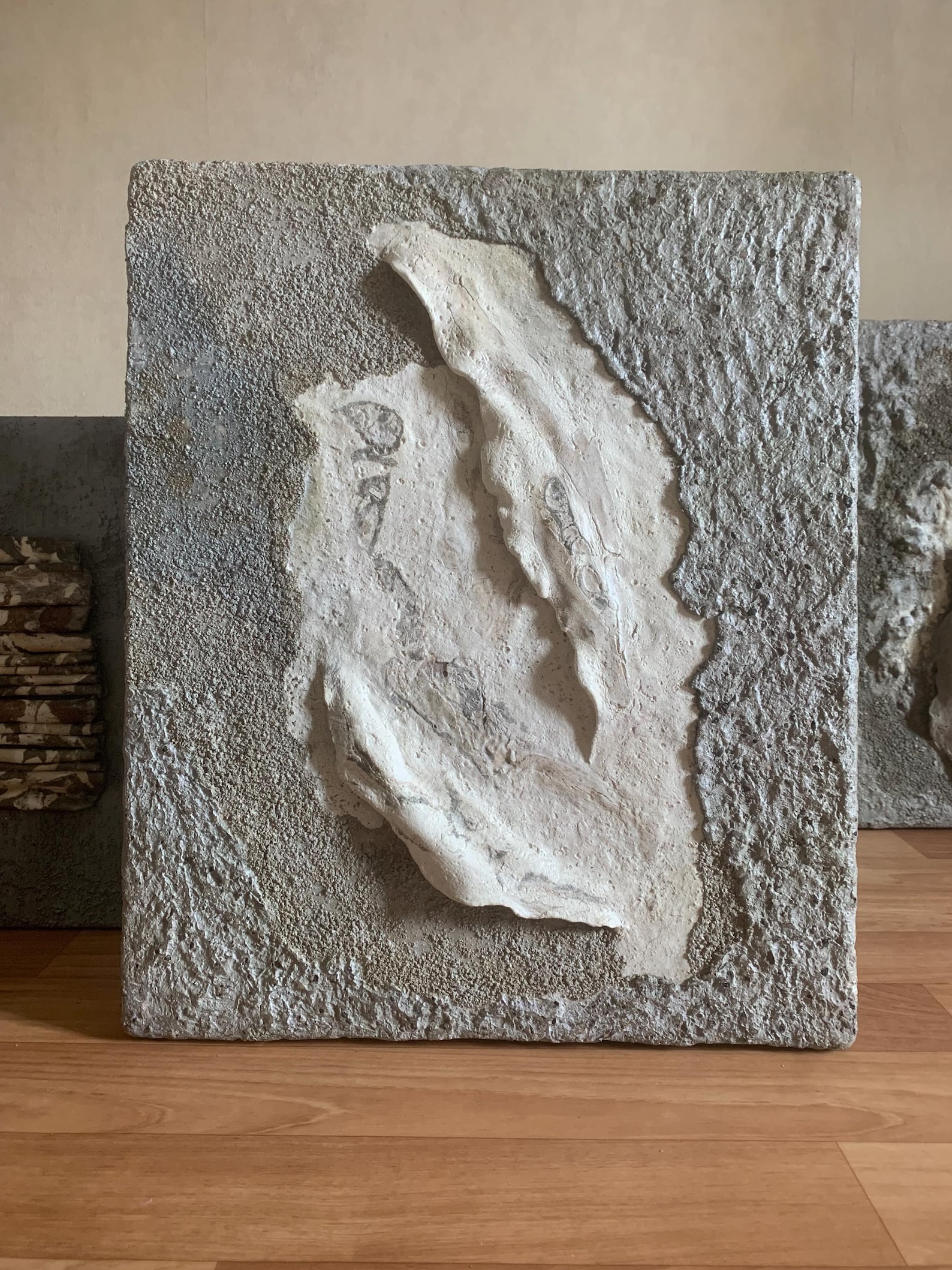 Textured Abstract Wall Panel - Vintage Concrete Sculpture for Modern ...