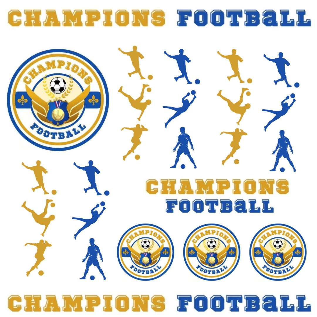 Football Champions Champion Digital Print Sports Cut Out Stick Sticker ...