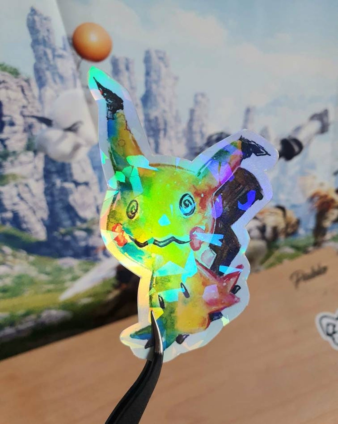 MIMIKYU Holographic Vinyl Sticker Waterproof Anime Sticker Switch - Etsy