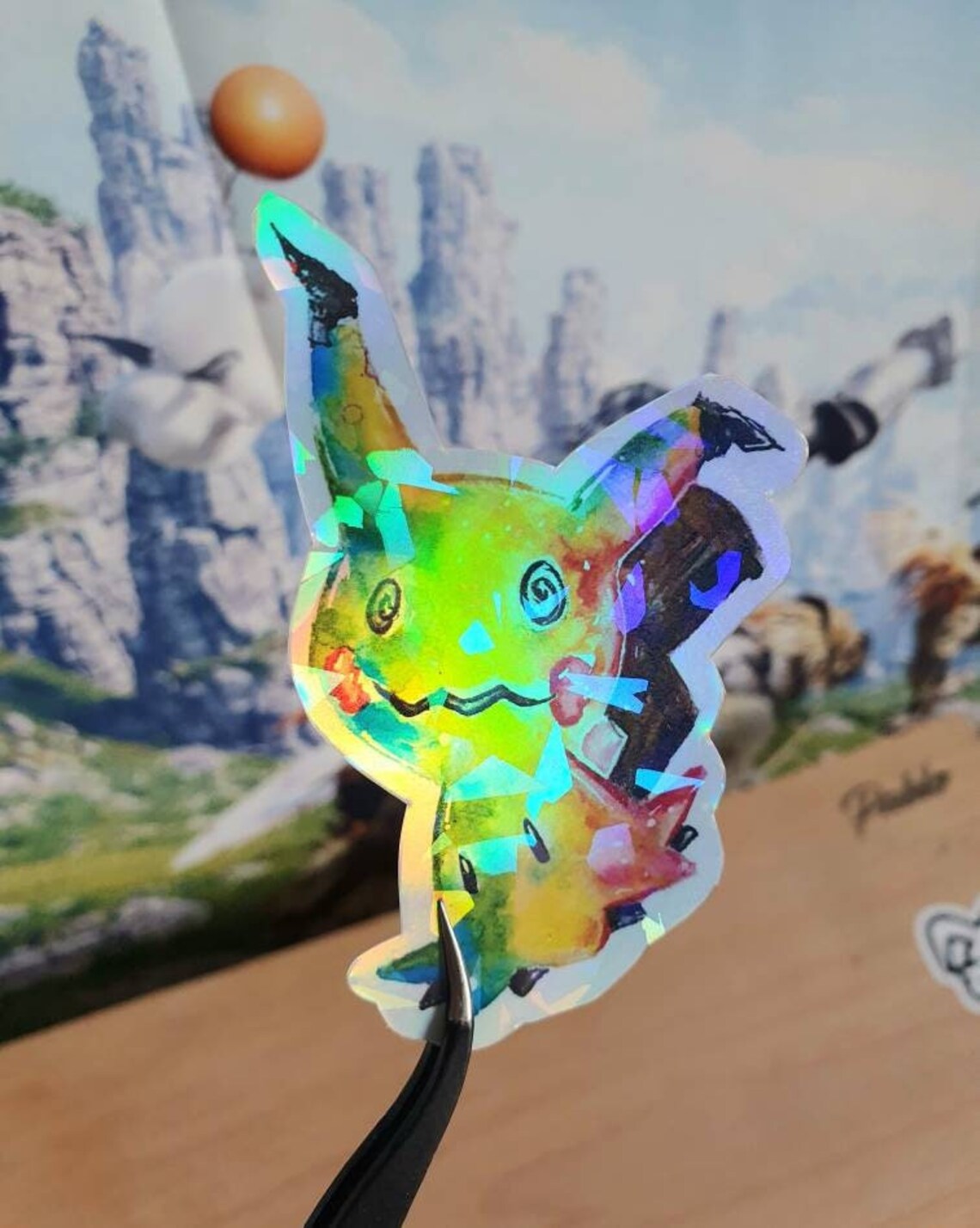MIMIKYU - Holographic Vinyl Sticker Waterproof - Anime Sticker - Switch ...