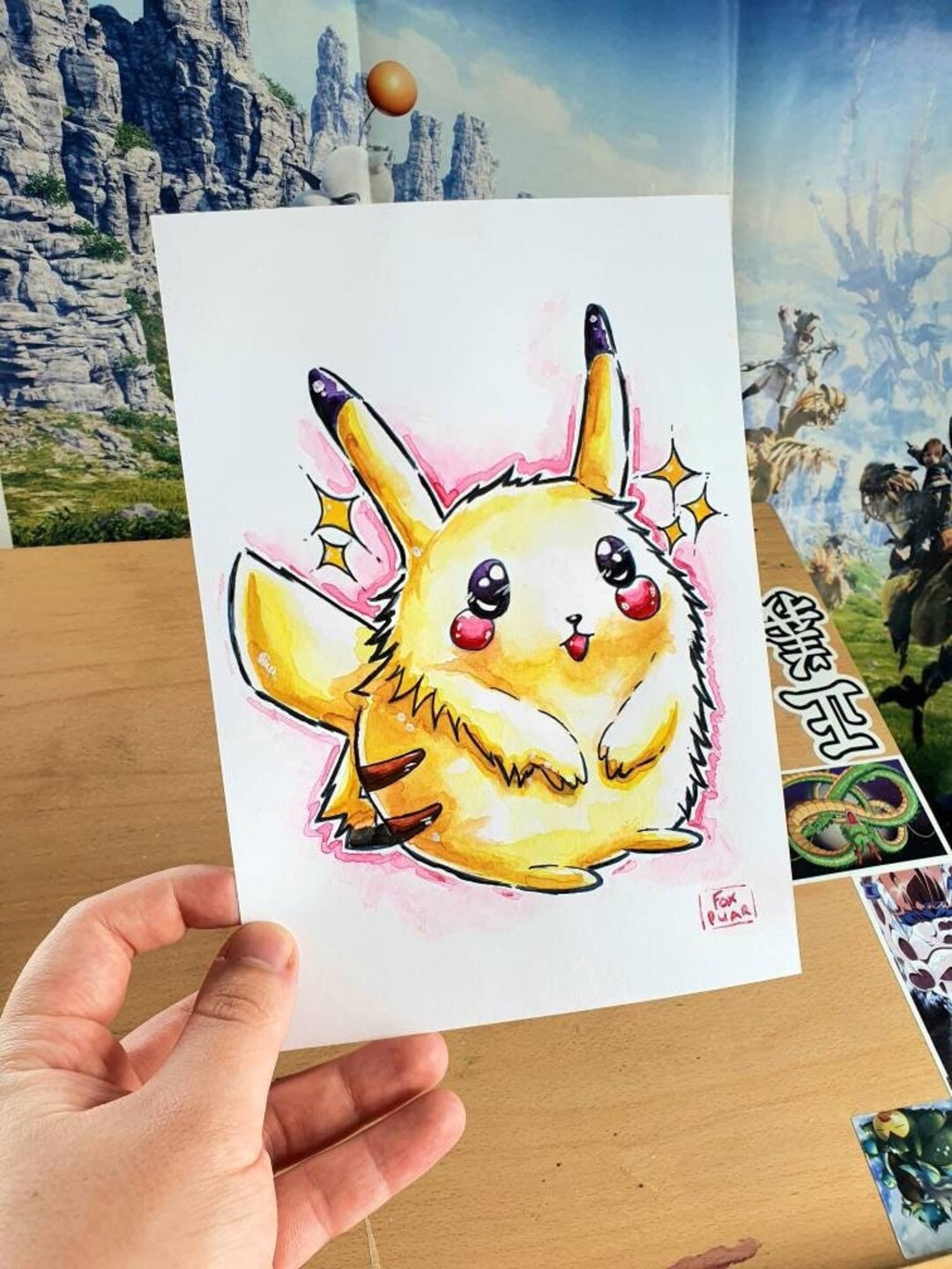 Authentic Real - Mouse Pikachu - Watercolor Hand Painting Final Fantasy ...