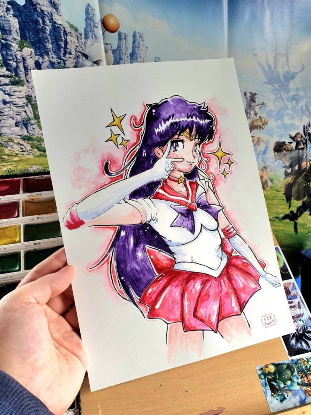 Authentic Real Original Sailor Mars Watercolor Painting by Foxpuar ...