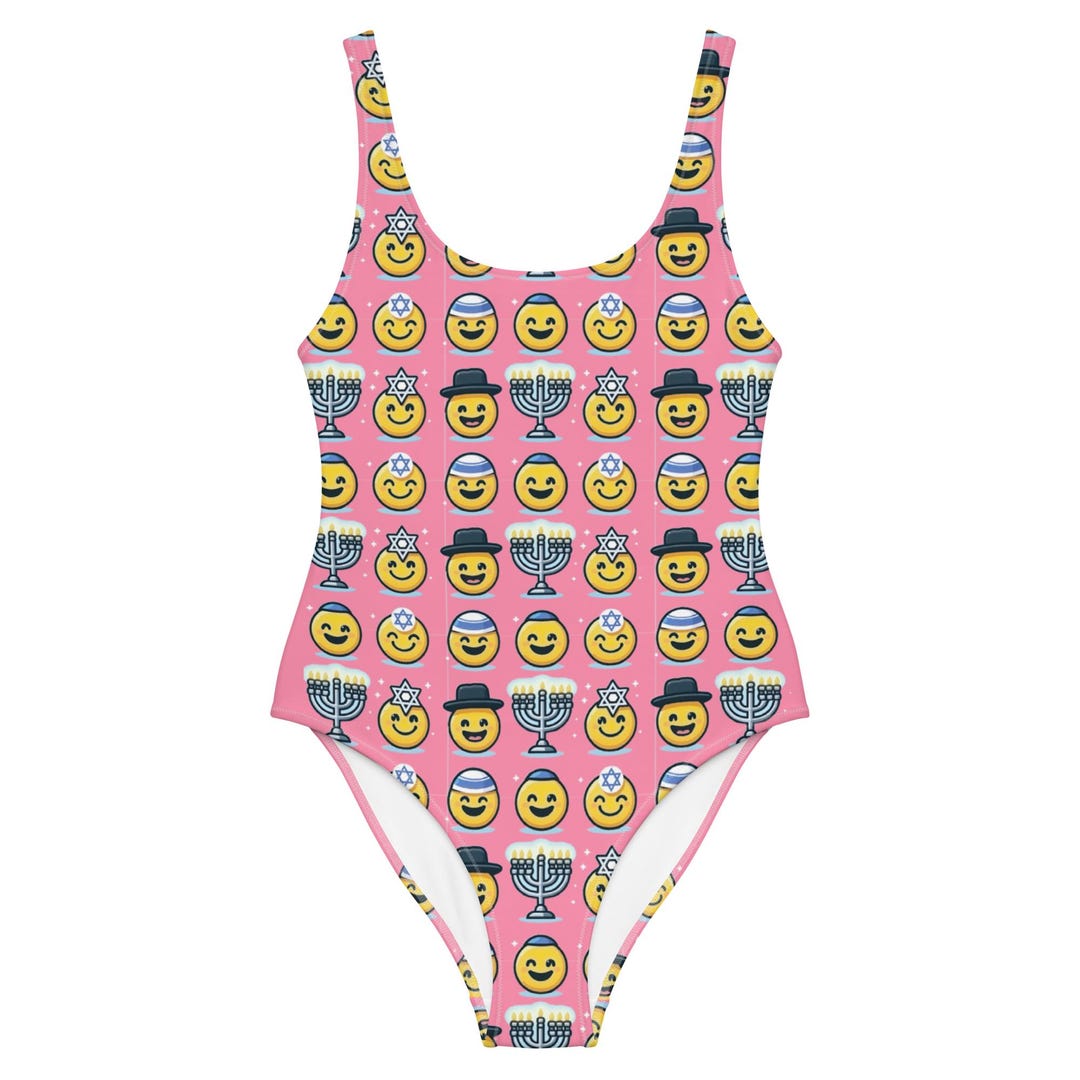 One-piece Swimsuit Jewish Emoji Pink - Etsy