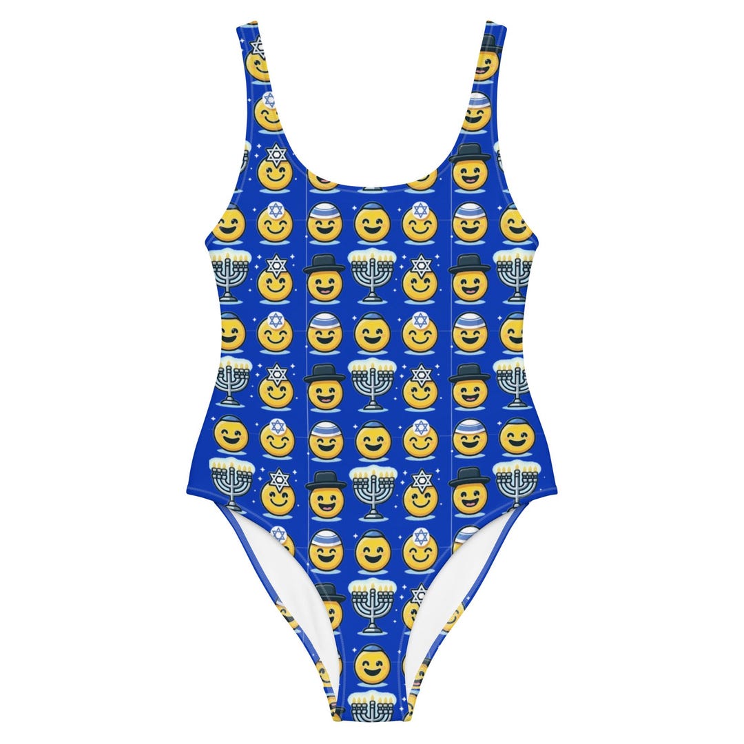 One-piece Swimsuit Jewish Emoji Blue - Etsy