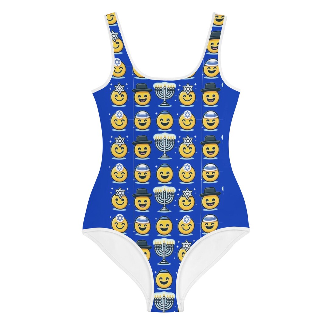 Youth Swimsuit Jewish Emoji Blue - Etsy