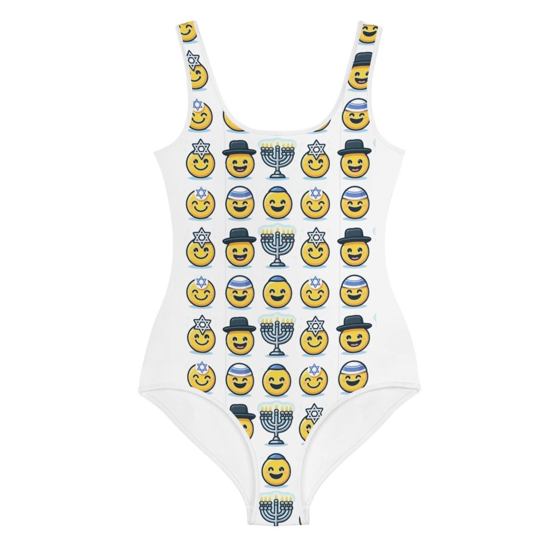 Youth Swimsuit Jewish Emoji White - Etsy