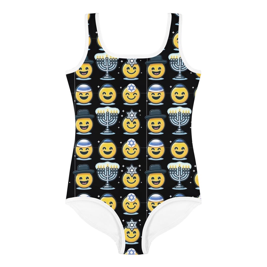 Kids Swimsuit Jewish Emoji Black - Etsy