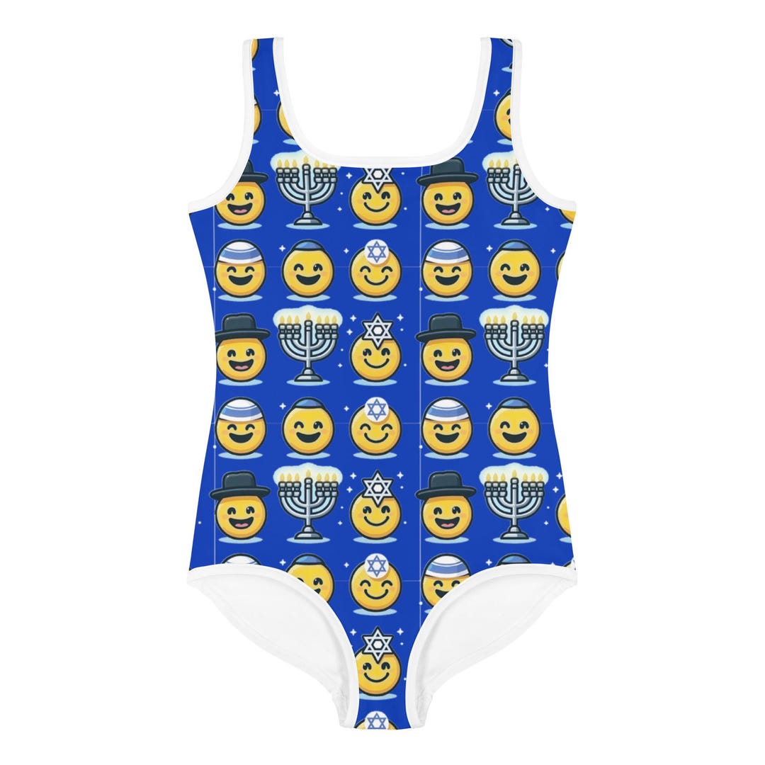 Kids Swimsuit Jewish Emoji Blue - Etsy
