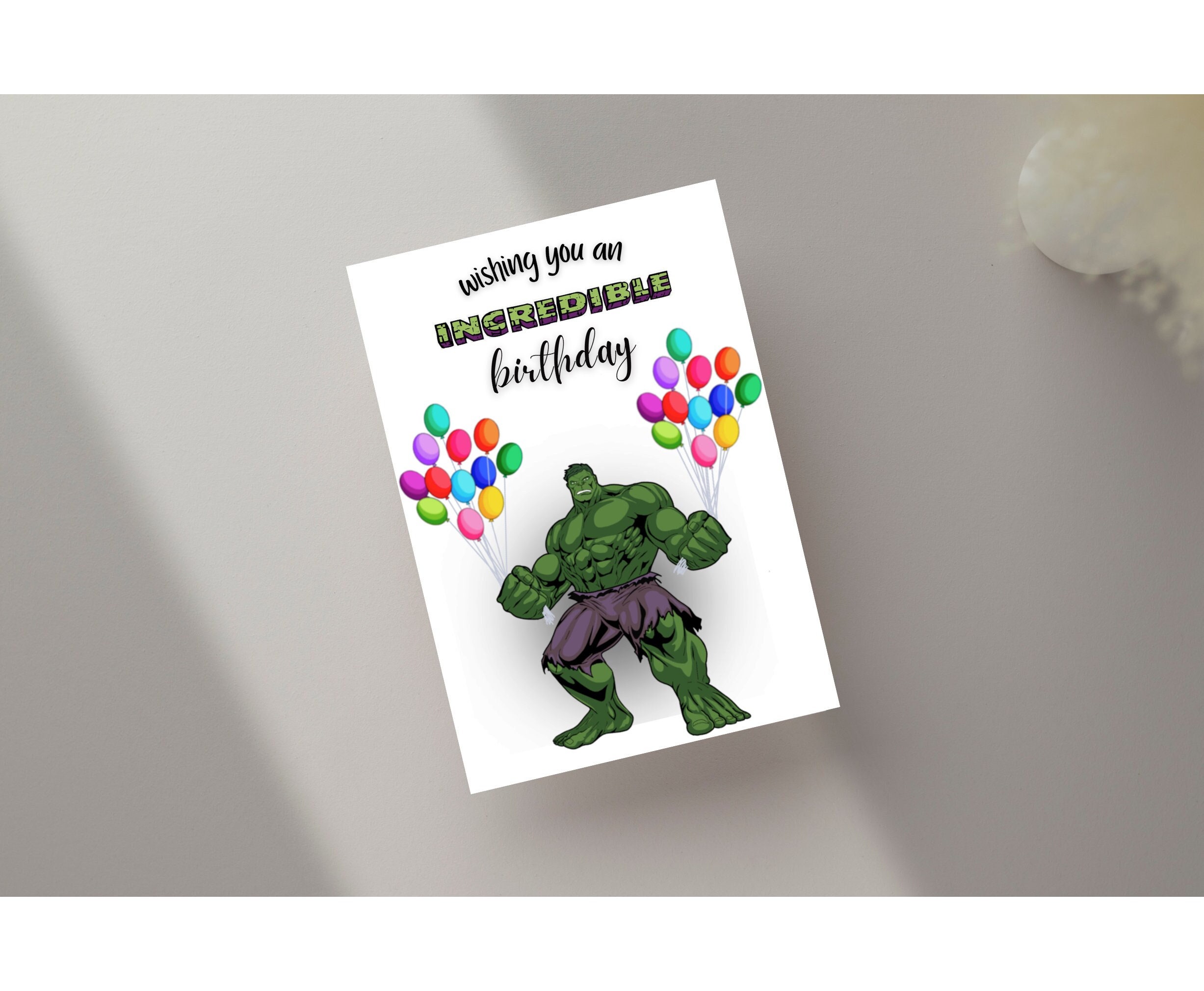 Printable Incredible Hulk Birthday Card Instant Download 5x7 Inch Card ...