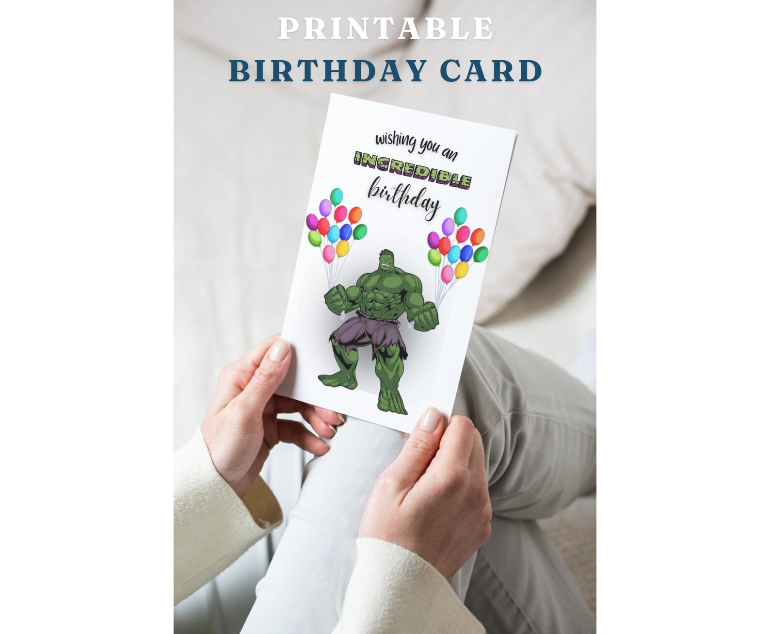 Printable Incredible Hulk Birthday Card Instant Download 5x7 Inch Card ...