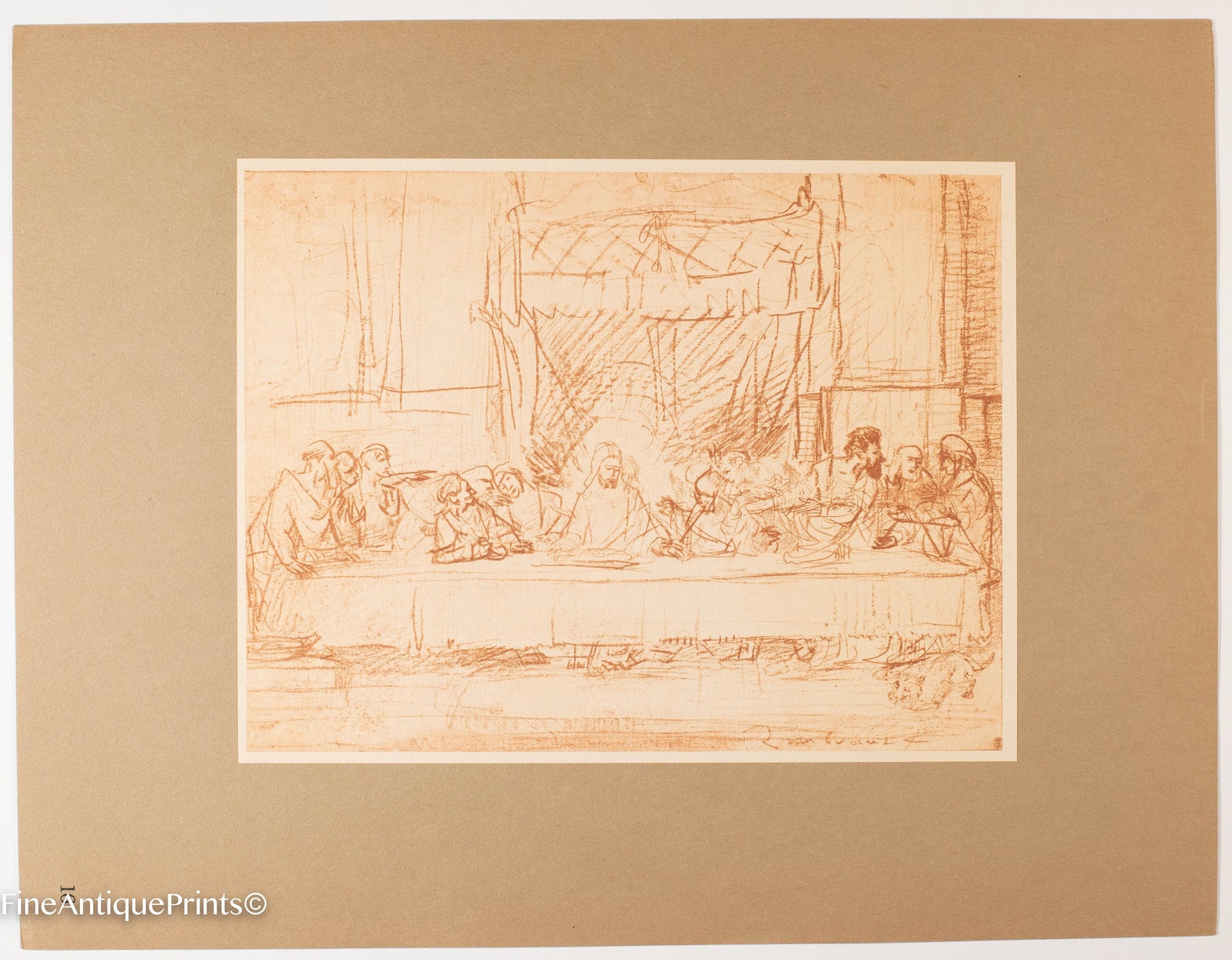 Fine Antique Print the Last Supper Leonardo Da Vinci by Rembrandt Old ...